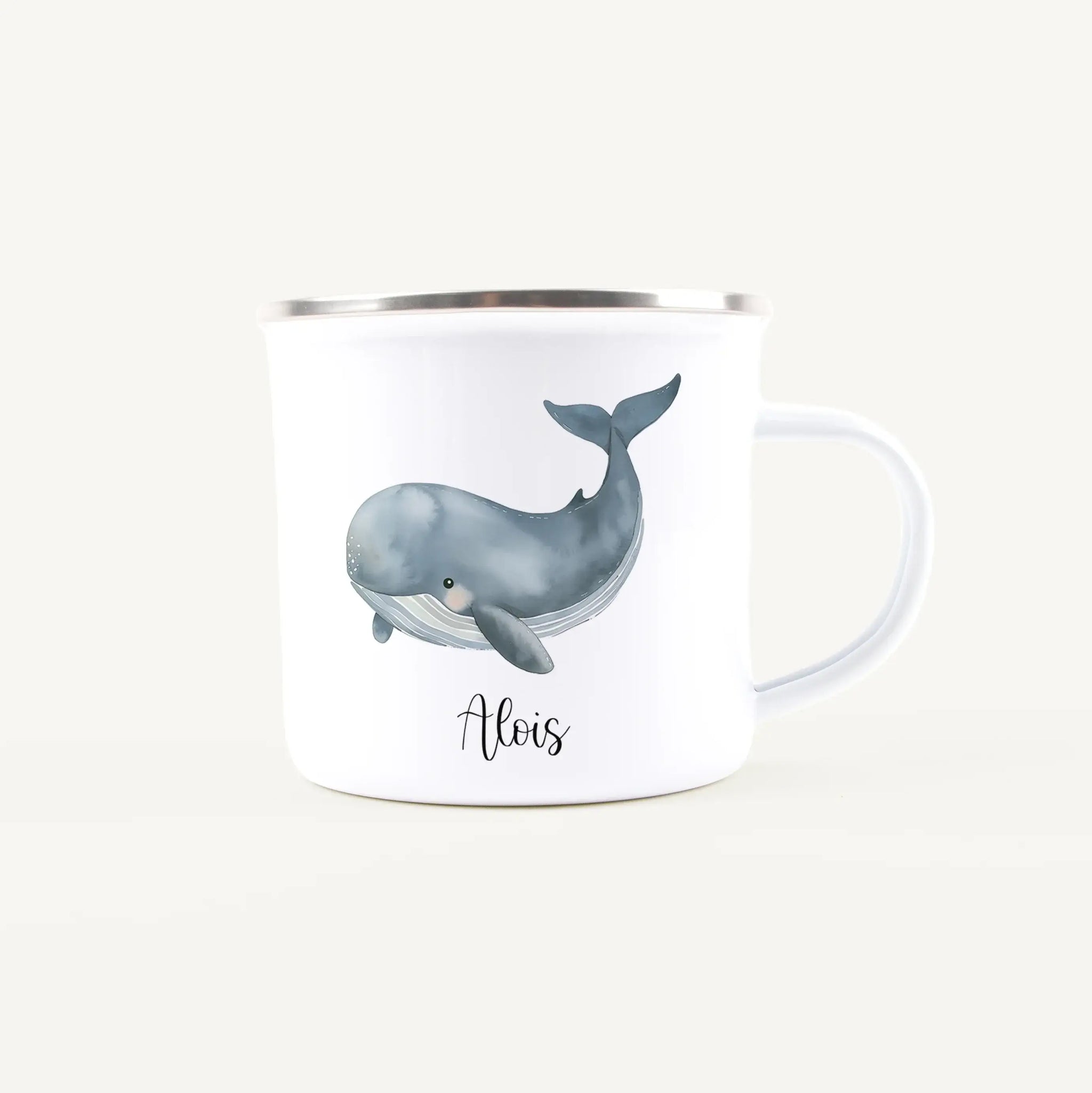 Emaille Tasse Wal liebevoll gestalten | famprints